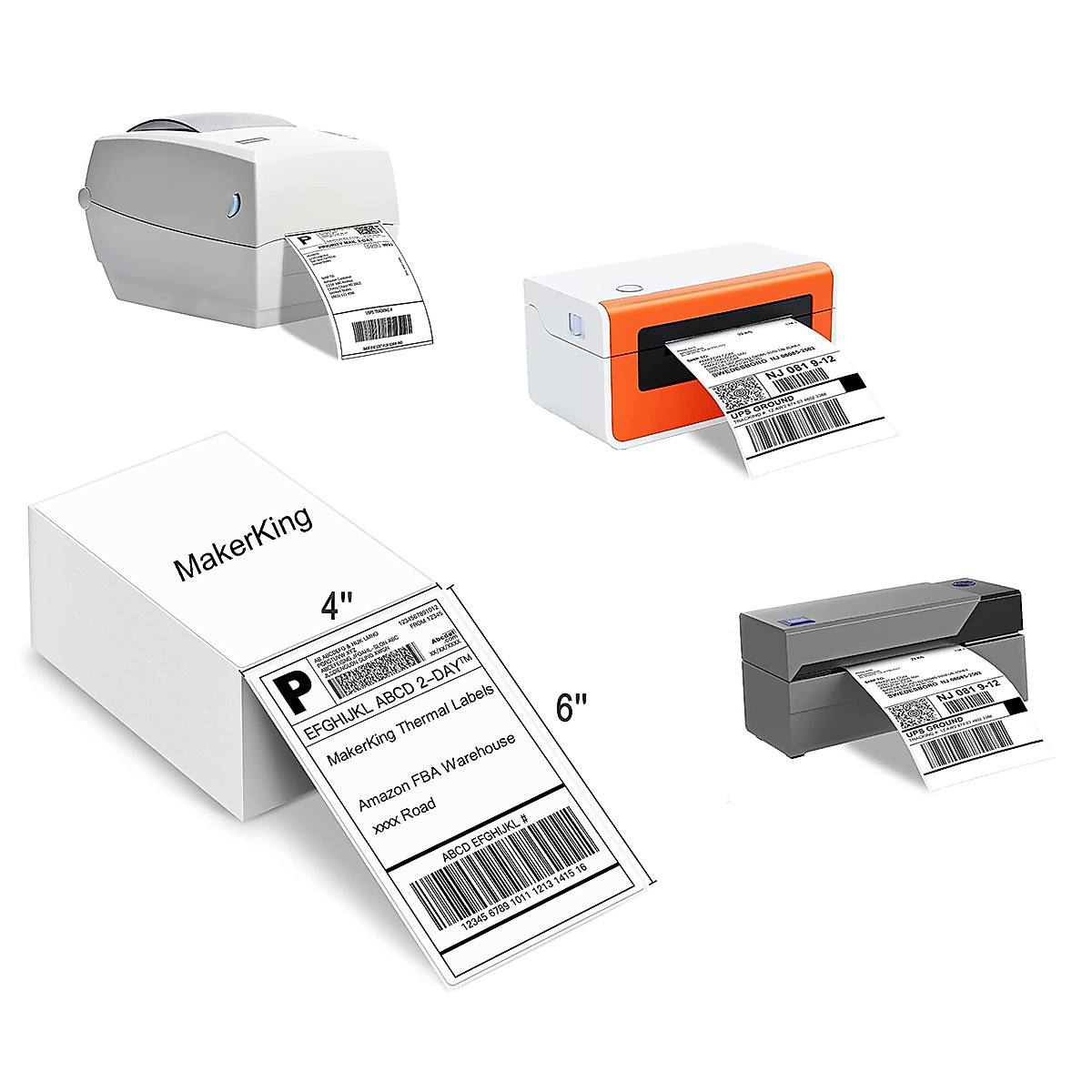 4x6 Thermal Labels, MakerKing Permanent Adhesive Postage Labels, Direct Thermal Shipping Label (2000 4x6 Fanfold Labels), Compatible with Rollo, MUNBYN, iDPRT, Polono, Zebra Thermal Label Printer