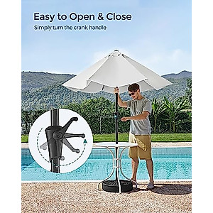 SONGMICS Patio Umbrella, 9 ft Outdoor Table Umbrella, Deck Umbrella, with 8 Ribs, UPF 50+, 30° Dual-Tilt System, Base Not Included, for Patio, Garden, Pool, White UGPU09BEV1