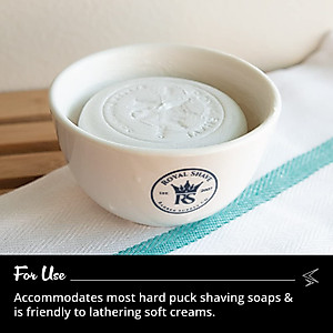 ROYAL SHAVE Ceramic Textured Shaving Bowl – Shave Soap & Shaving Cream Dish, Textured for Rich Lather (White)