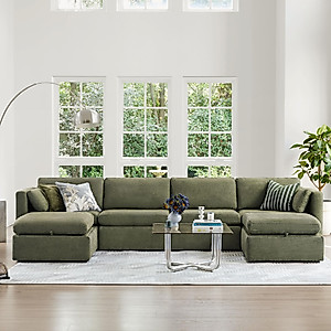CHITA Sectional Modular Sofa Fabric Swatch, Linen, Grey, Blue, Terracotta, Moss Green Included