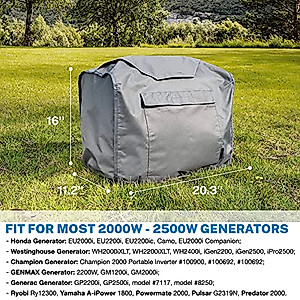 PatioGem Waterproof Generator Cover for Most 2000W-2500W Outdoor Inverter Generators, Fit for Honda EU2000i/2200i/Camco, Westinghouse WH2000i-2400i, iGen2200/2500, Champion2000W, Generac2200W