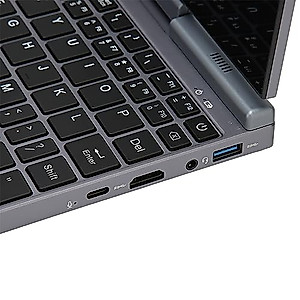 BROLEO 8 Inch Laptop, 100‑240V Mini Laptop Computer LPDDR5 12GB RAM 1.9MP Fullfeatured Portable Camera 180 Degree Flip Touch Screen with Stylus (12GB+256GB US Plug)