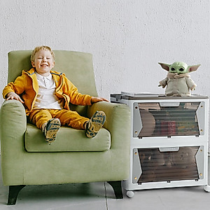 Cfvyne Collapsible Stackable Storage Bins with Lids and Doors 32Qt 8Gal 3 Pack,Foldable Plastic Storage Bins with Wheels,Large Box for Clothes, Bedroom Office Home Closet Organizer Container