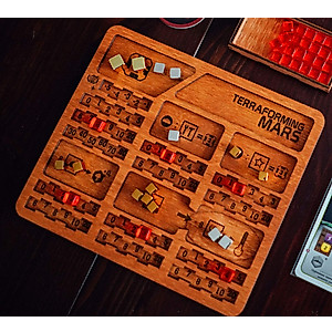 SMONEX 5 Wood Player Boards Compatible with Terraforming Mars Board Game - Gaming Organization with Player Trays Suitable for All Terraforming Mars Expansions