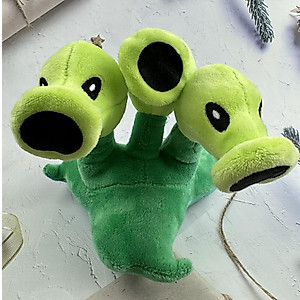 JHESAO 7" Pea Plants and Peashooter Plush Toys Threepeater PVZ Plush 1 2 Stuffed Soft Doll Three-Heads Pea Toy New
