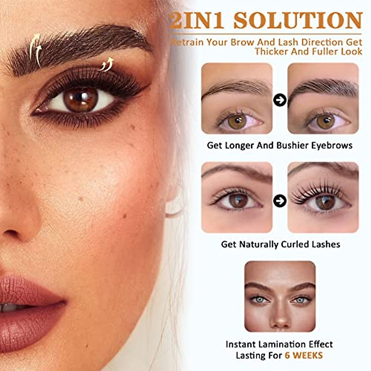 Lomansa Lash Lift and Black Kit, Instant Fuller Eyelash Lift Brow Lamination Kit with Black Colors, Fast Quick Lifting and Voluminous Coloring, Achieve Salon-Quality Results