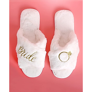 MGupzao Women's Bride Slippers Bachelorette Party Bridesmaid Gift Bachelor Party Bridal Shower Party Favor (Large New)