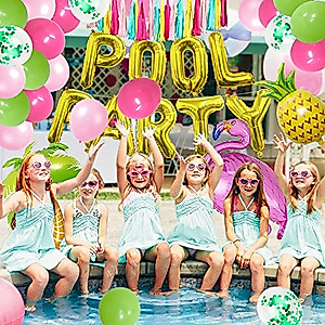 Pool Party Decorations for Girls Kids Birthday Summer Beach Party Decorations Pool Party Favors Supplies Summer Birthday Party Decorations Tropical Luau Hawaiian Party for Boys Pool Party Balloons