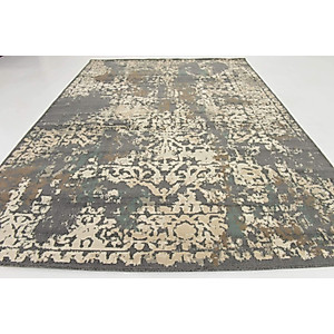 Unique Loom Tuareg Collection Vintage Distressed Traditional Area Rug (9' 0 x 12' 0 Rectangular, Gray/ Beige)