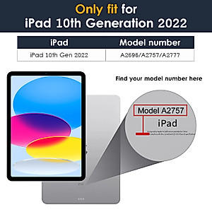 DTTO Clear Case for iPad 10th Generation 2022 - [Yellowing Resistant] Slim Lightweight Transparent Soft Cover for iPad 10.9 Inch, Clear