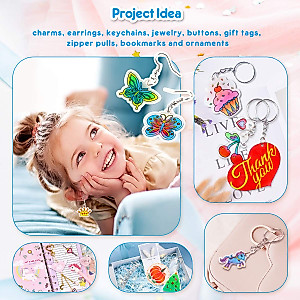 Mocoosy Shrink Plastic Kit for Shrinky Dinks, 148PCS Heat Shrinky Art Sheets for Kids, Clear Frosted Shrink Paper Include Shrinkable Films & DIY Keychain Earring Making Accessories Craft Activity Set