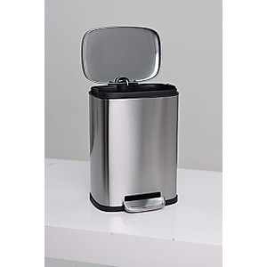 Eviva Totti 1.3 Gallon Stainless Steel Matte Finish Rectangular Trash Can with Soft Closing Lid