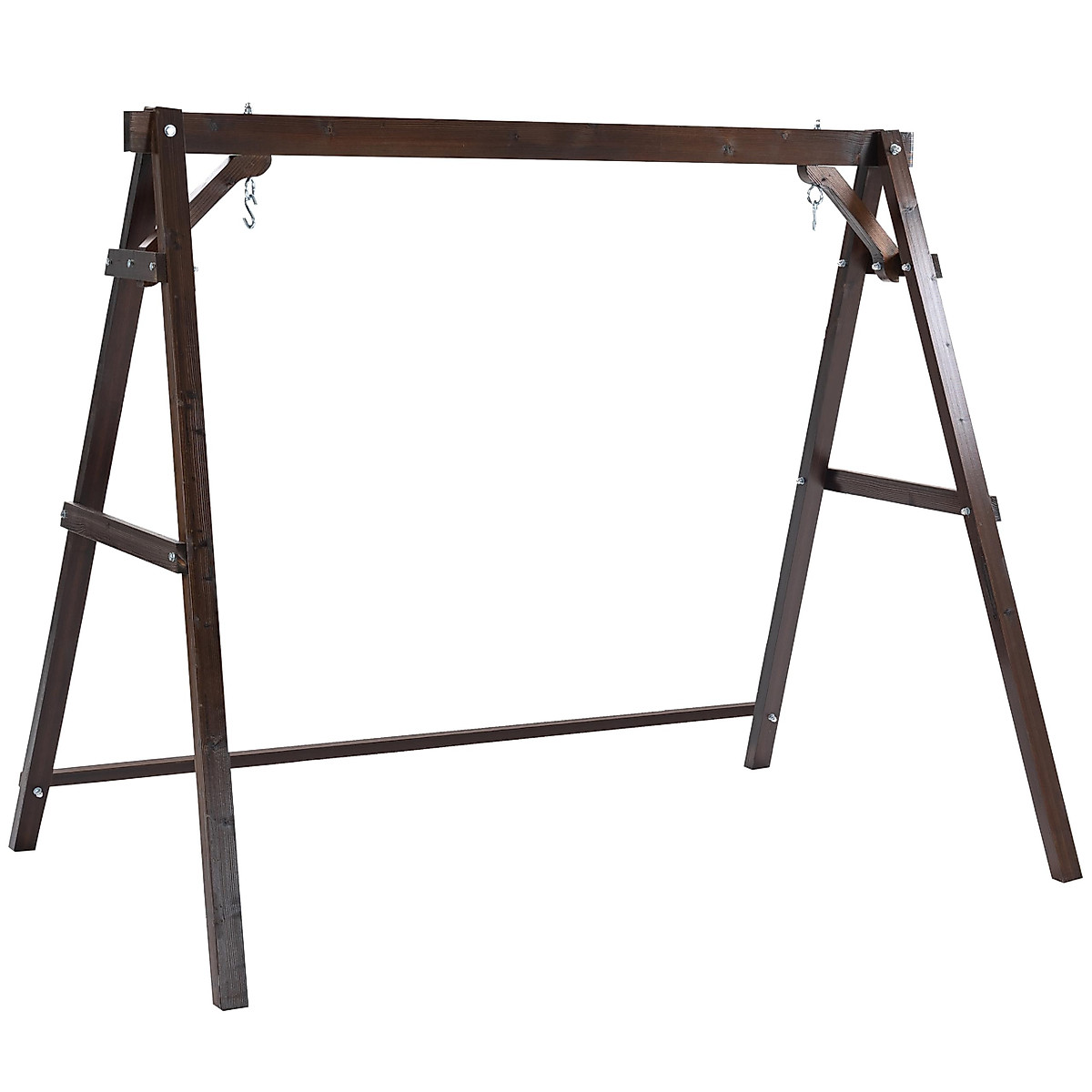 Finnhomy Outdoor 880 LBS Porch Swing Frame, Stable A-Frame Wooden Swing Stand with Extra Bottom Connection Board, Freestanding Porch Swing Frame Only, for Porch Patio Garden Backyard (Frame Only,5 FT)