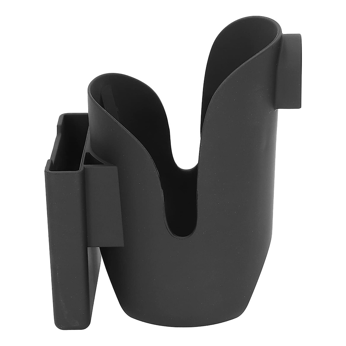 Bike Cup Holder, 2-in-1 Universal Stroller Cup Holder Plastic Adjustable Baby Carriage Bottle Holder with Phone Slot for Stroller, Bike, Wheelchair, Walker, Scooter, Black