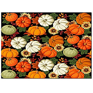 Pumpkin Area Rug Door Mat Fall Thanksgiving Harvest Season Indoor Floor Carpet for Living Room Bedroom Home Decor Modern Contemporary Rug, 4'x6'