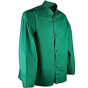 MAGID SparkGuard PVC-Free Flame-Resistant Cotton Jacket, 30” Long, Green, Size Medium