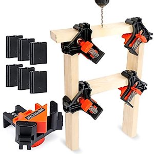 JPB Corner Clamps For Woodworking, 90 Degree Clamp, 4PCS Adjustable Spring Loaded Right Angle Clamp Set for carpenter, drilling, wood cabinets, frame | Pro Carson clamps for woodworking (5-22mm)