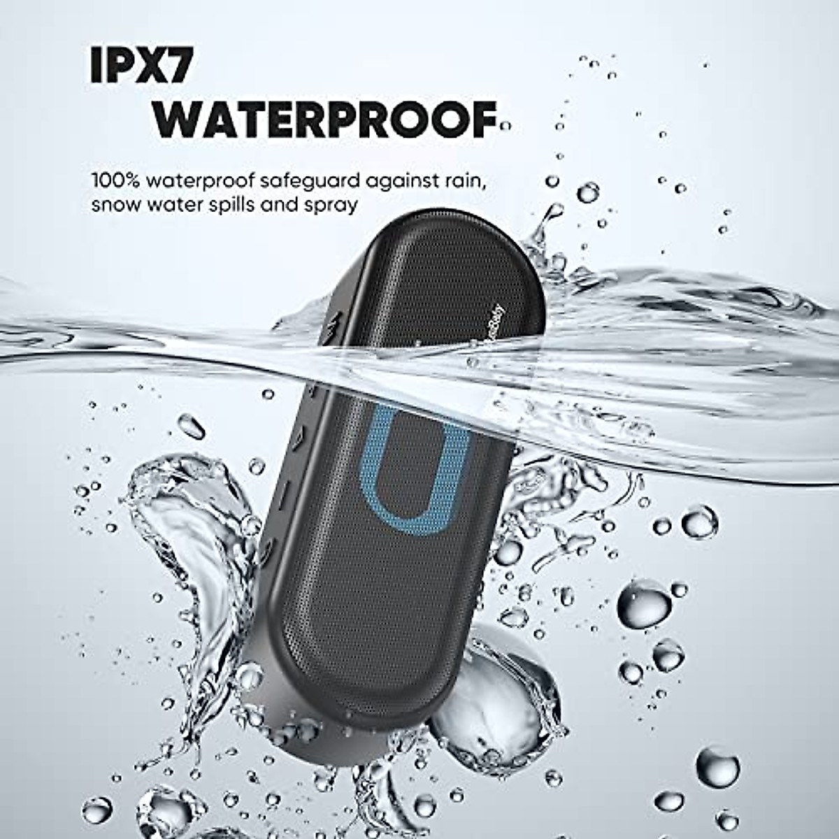 Bluetooth Speakers,MusiBaby M33 Speaker,IPX7 Waterproof Bluetooth Speaker,Speakers Bluetooth Wireless,Portable Speaker with Stereo Sound,Extra Bass,24HRs Playtime for Indoor/Outdoor-Blk