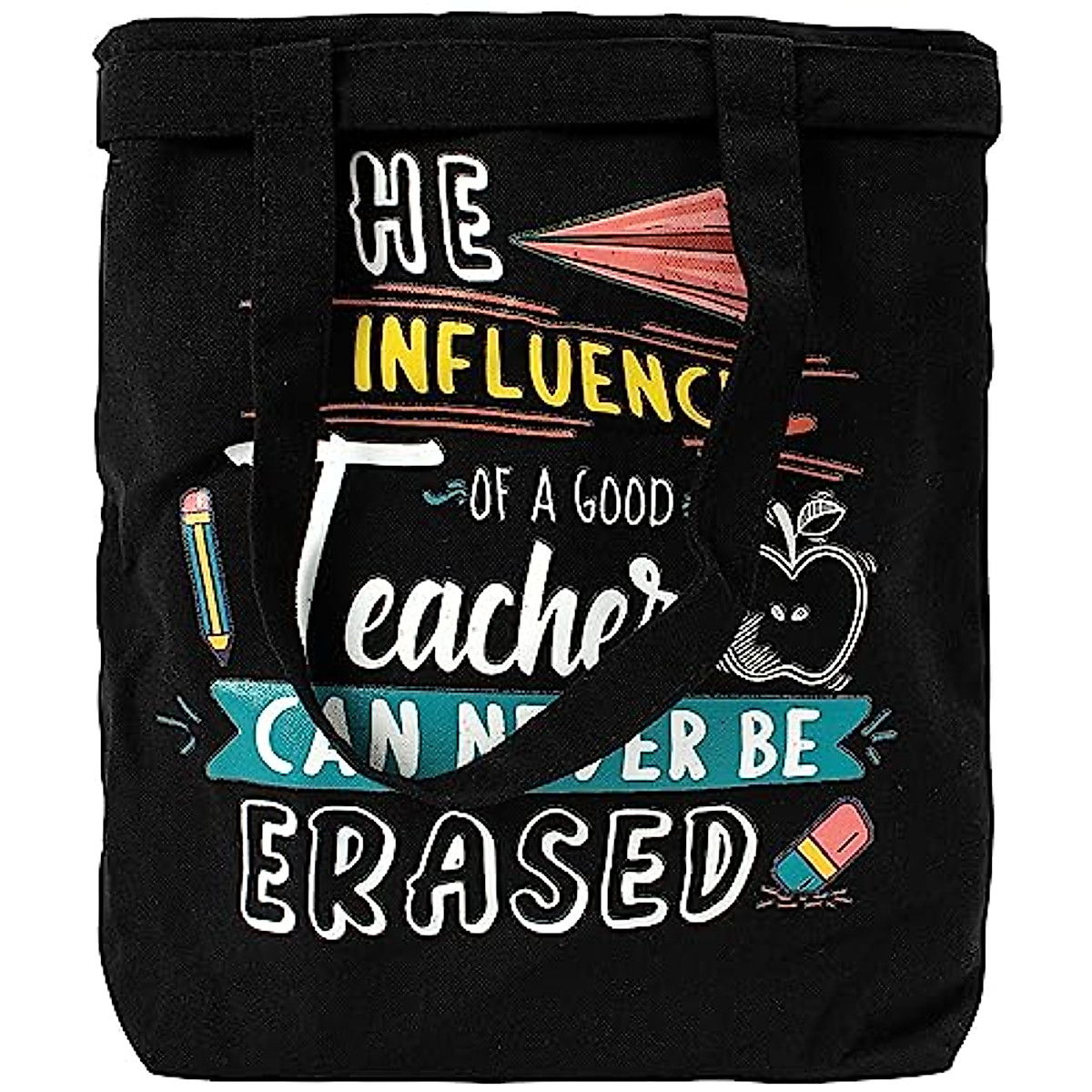 utuher Teacher Appreciation Gifts, Canvas Tote Bag for Teacher, Reusable Grocery Bags for Women, Best Teacher Gifts for Graduation (Black)