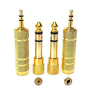 SiYear 3.5mm 1/8 inch TRS Plug to 6.35mm 1/4 inch Jack and 3.5mm Female to 6.35 Male Plug Gold Plated Set Audio Stereo Adapter Converter for Headphone, Microphone (4 -Pack)