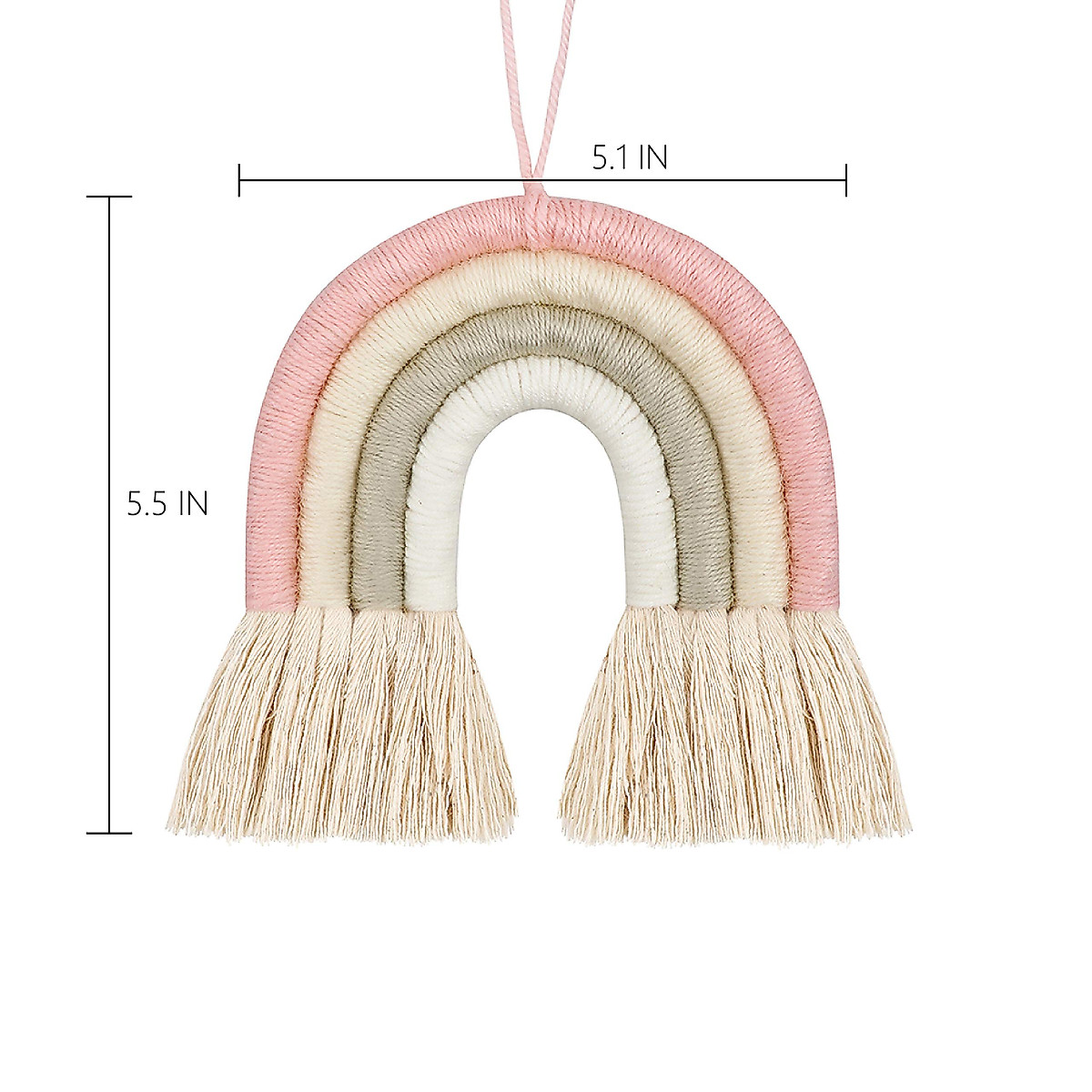 YMVV Rainbow Macrame,Woven Boho Rainbow Wall Hanging with Tassels,Cute Wall Decor for Nursery,Suitable for Festival Ornaments Baby Shower Wedding Pink Rainbow Decor(5.5 x 0.5 x 5)