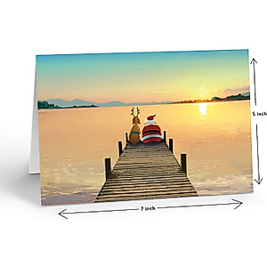 Stonehouse Collection | Dock Sunset Christmas Card | 18 Boxed Holiday Cards and Envelopes | USA Made | Boating, Beach, Nautical