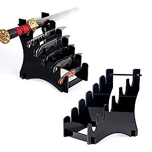 Knife Rack Knife Display Rack Knife Storage Rack 6 Tier Acrylic Countertop Knife Display Rack for Knife Display Storage (Black)