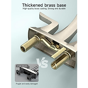 Brushed Nickel Bathroom Sink Faucet - Rainsworth 4 inch Widerspread Bathroom Faucets for 3 Hole with 2-Handles Pop-up Drain, Touch on Morden Faucet for Vanity RV Bath