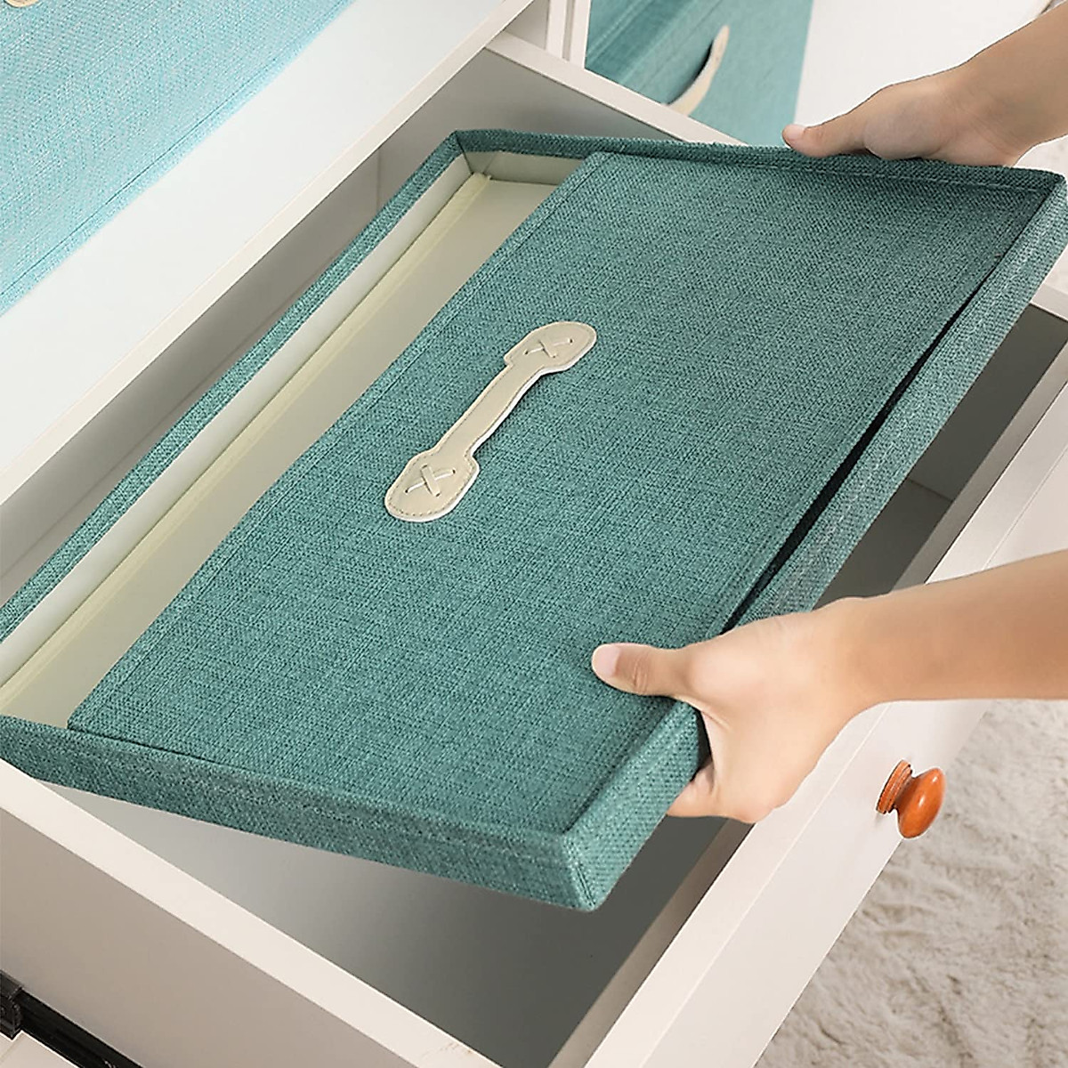 GUO FENG DIAO ® A++with Lids Fabric Foldable Storage Bins Organizer Containers Baskets with Lid for Home Bedroom Closet Office