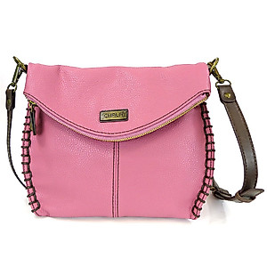 Chala Charming Crossbody Bag With Flap Top | Flap and Zipper Cross-Body Purse or Shoulder Handbag with Metal Chain - Pink (PInk Rose)