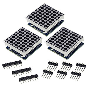 HiLetgo 3pcs MAX7219 8x8 Dot Matrix LED Display Module 5V MCU Control MAX7219 8 * 8 LED Dot Matrix DIY Kit
