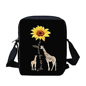 Xpyiqun Sunflower Giraffe Small Messenger Bags Phone Purse for Women Teen Girls Cross Body Bags,Cute Animals Shoulder Handbag Kids Tote Travel Wallet Stuff Sack Storage Pouch