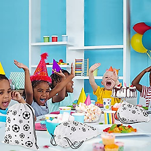 Shappy 18 Pieces Soccer Print Non Woven Bags Soccer Drawstring Bags Large Treat Candy Goodie Present Bags for Birthday Party Favors, 10 x 12 Inch (Soccer)