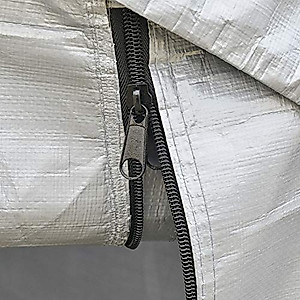 Outsunny 8'x6' Outdoor Storage Shelter with Rollup & Zipper Door, Heavy Duty Carport Shed for Motorcycle Garden Storage, Grey