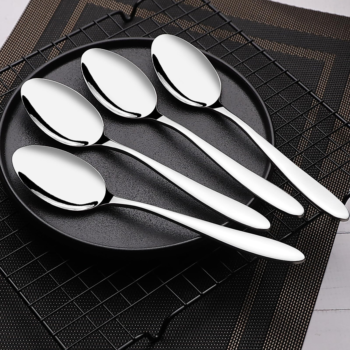 Ramddy Stainless Steel Dessert Spoon, 7.25 Inch, 12 Pieces Small Spoons Set