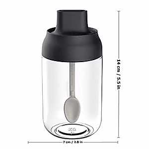 Kepfire Kitchen Seasoning Containers 3 Pack Glass Spice Jars Container Transparent Sealed Storage Seasoning Box Lid with Spoon Kitchen Bottles - Black