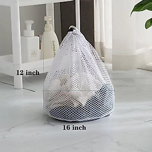 YiTLL Mesh Laundry Bags with Drawstring Closure for College,Travelling,Factories,Machine Washable (1 Medium 1 Small)
