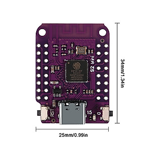 AEDIKO 6pcs ESP32 S2 Mini V1.0.0 WiFi IOT Board Type-C USB Based ESP32-S2 ESP32-S2FN4R2 4MB Flash 2MB PSRAM MicroPython