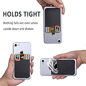 Pofesun Adhesive Phone Wallet, [3 Pack] Ultra Thin Stick-on Silicone Credit Card Holder Sticker Adhesive Cell Phone Wallet Compatible for iPhone, Samsung, Most Android Smart Phones.(Black)