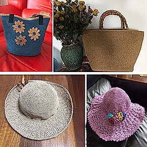 HXSCOO Natural Cotton Raffia Yarn Crochet Summer Sun Hat Yarn Natural Cotton Line Rayon Raffia Yarn Cotton Raffia Rope for Summer Sun Straw Hat Beach Bag DIY Hand Knitting Handbag (Color : Sky Blue)