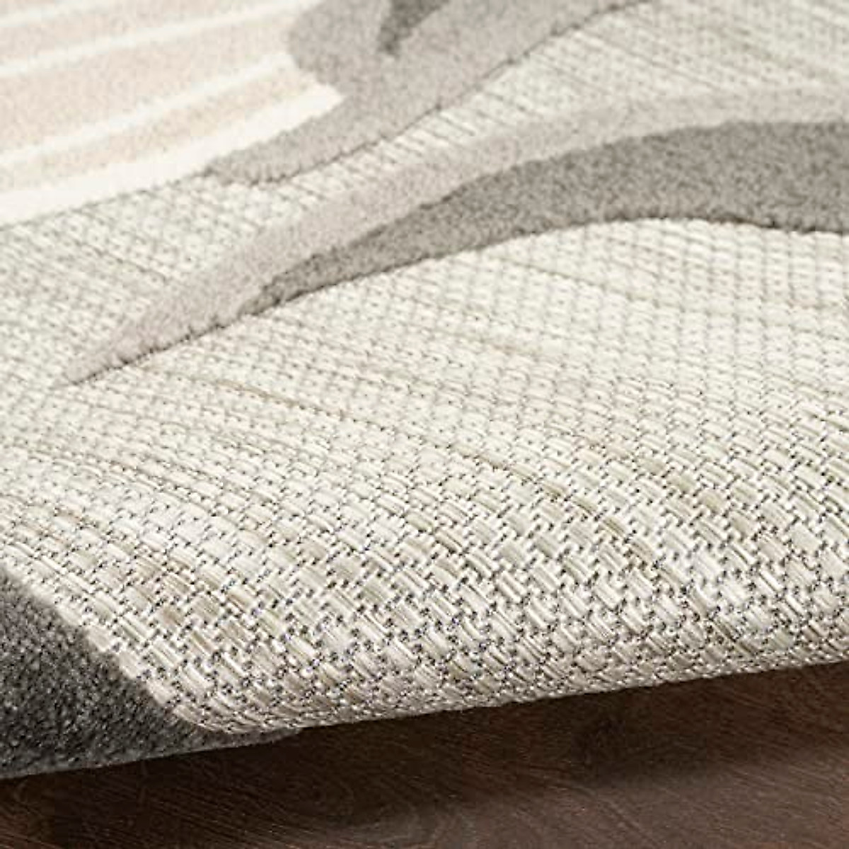 Nourison Aloha Indoor/Outdoor Beige 6' x 9' Area-Rug, Easy-Cleaning, Non Shedding, Bed Room, Living Room, Dining Room, Kitchen, Backyard, Deck, Patio (6x9)