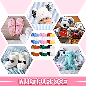 Timgle 12 Skeins Soft Chenille Yarn Multi Colors Velvet Yarn Thick Soft Blanket Plush Yarn for DIY Craft Knitting and Crocheting Total Length 12 x 145 M (12 x 159 Yards, 12 x 100 G)