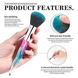 Makeup Brushes, 10PCs Professional Cosmetic Brush Set Special Shiny Foundation Face Powder Brush Eyeshadows Blending Blush Brushes Colorful Plastic Handle (Blue)