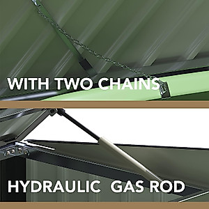 Devoko Outdoor Storage Shed 5.8 x 3.3 FT Metal Trash Shed Waterproof Outside Storage with Lid Chain Hydraulic Gas Rod for Trash Can Weeding Tools