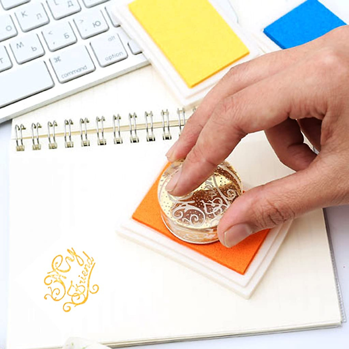 JZTang 6 Pcs Craft Ink Pad, Washable Ink Pads for Kids Multicolor Ink Pads for Rubber Stamps, Paper, Scrapbooking, Wood Fabric, 6 Unique Pure Colors