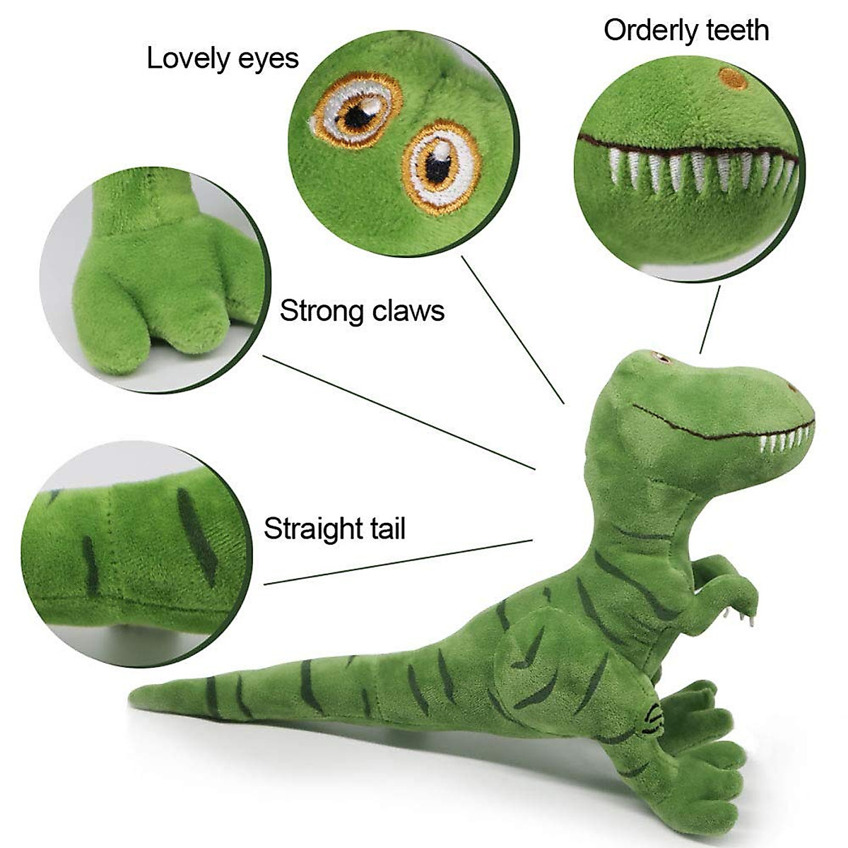 VSFNDB Stuffed Dinosaur Animal Plush Toys 14 Inches Green T-Rex Tyrannosaurus Animal Stuffed Plushies Super Soft Cute Cuddly Pillow Cushion Rex Stuff Dolls Gifts for Children Kids Boys Girls, 14Inches