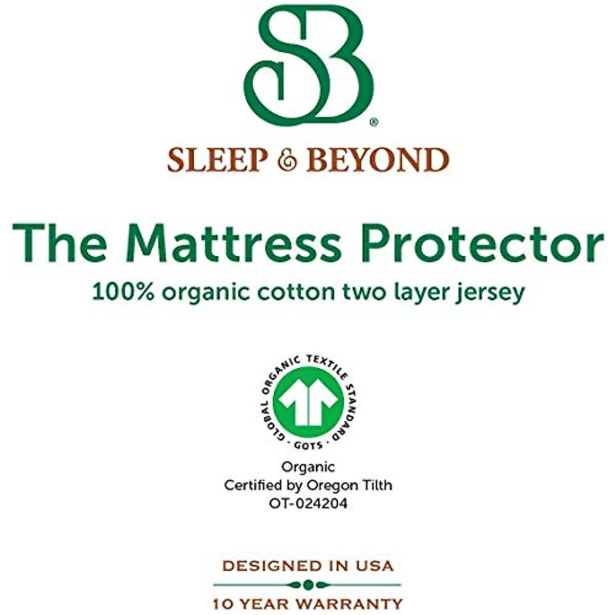 Sleep & Beyond Organic Waterproof Mattress Protector Split Cal King 36x84
