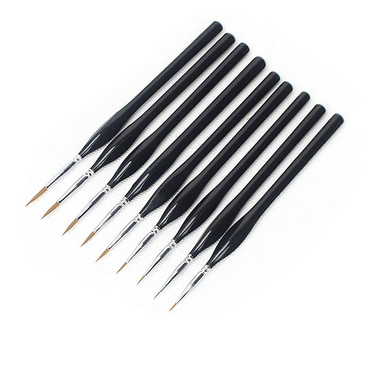Dylviw 9 Pieces Fine Tip Detail Painting Brushes Miniature Paint Brushes Kit Mini Thin Tiny Paint Brush Set for Acrylic, Watercolor, Oil, Face, Nail, Scale Model Painting, Line Drawing