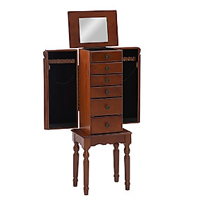 Powell Lightly Distressed "Deep Cherry" Jewelry Armoire