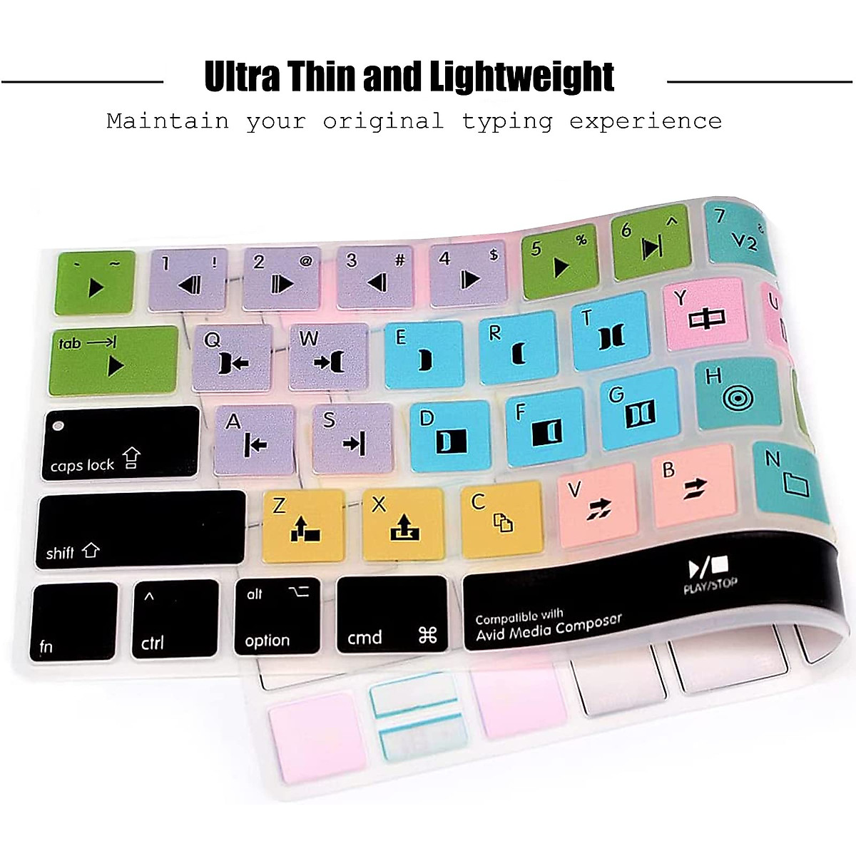 Avid Media Composer Shortcuts Keyboard Cover for MacBook Pro 13 M1 M2, Pro 14/16 M1 Pro/Max M2 Pro MacBook Pro 13 15 Touch Bar 2016-2024